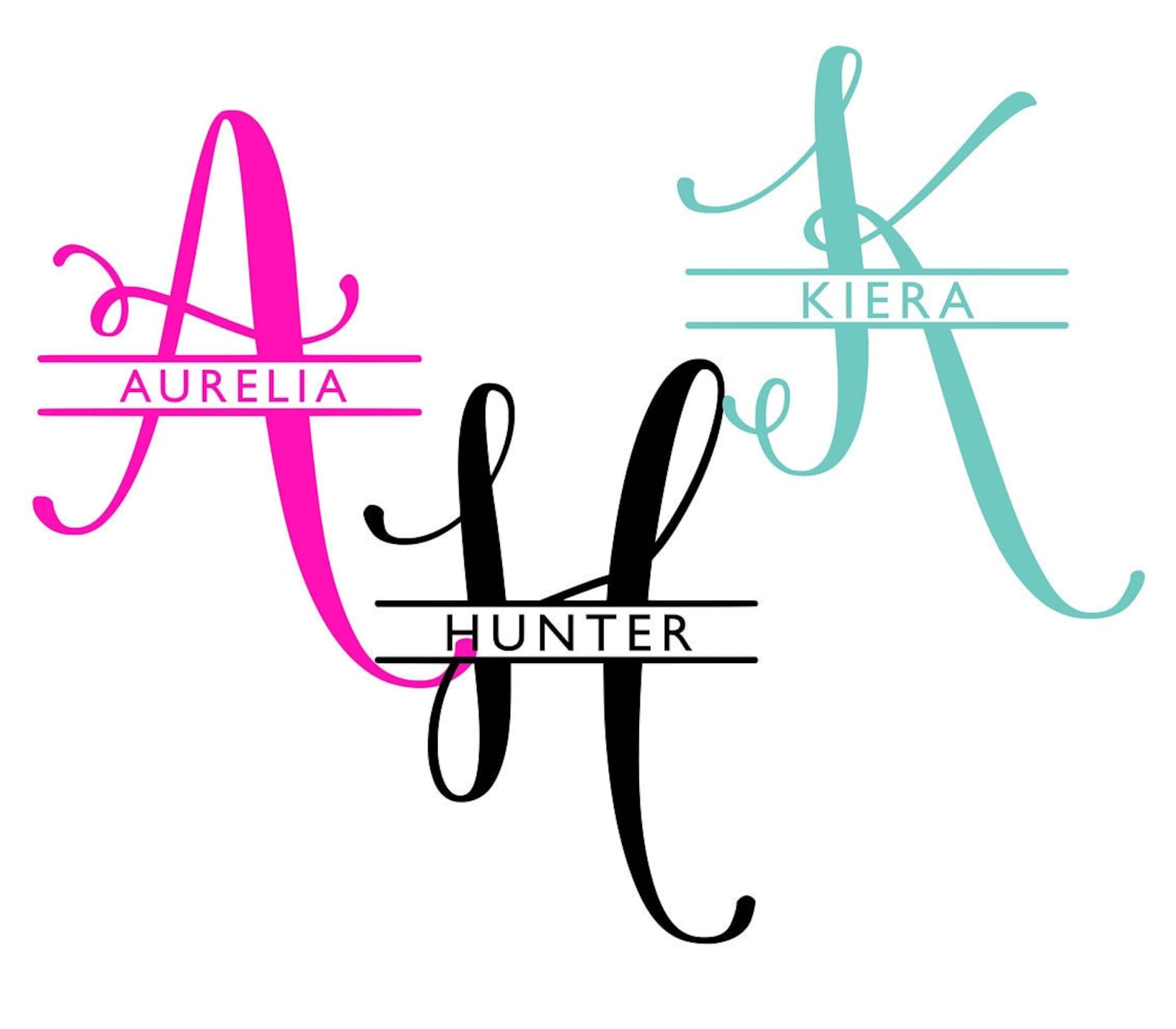 Split Monogram Alphabet SVG PNG Split Monogram Frame - Etsy