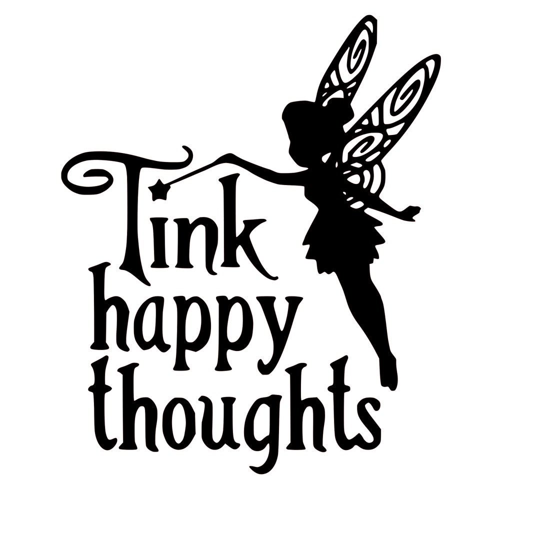 Think Happy Thoughts SVG, Tinkerbell, Mental Health Matters, SVG, PNG ...