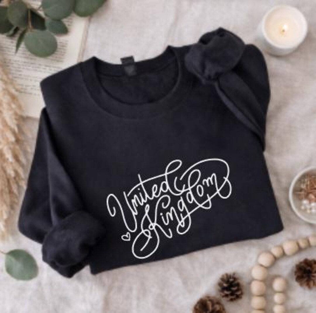 United Kingdom Sweatshirt – Elegant Script Crewneck, Aesthetic UK ...