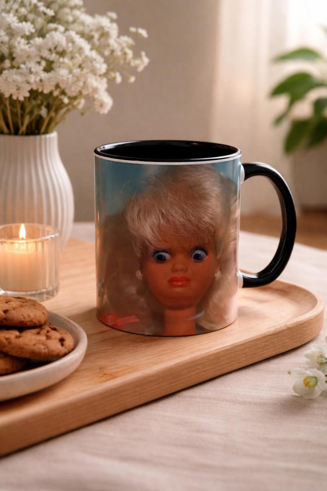 Funny Doll Face Mug | Disgusted Barbie Coffee Cup | Weird Unhinged ...
