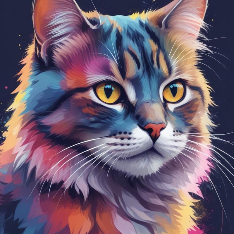 Cat Digital Art - Etsy