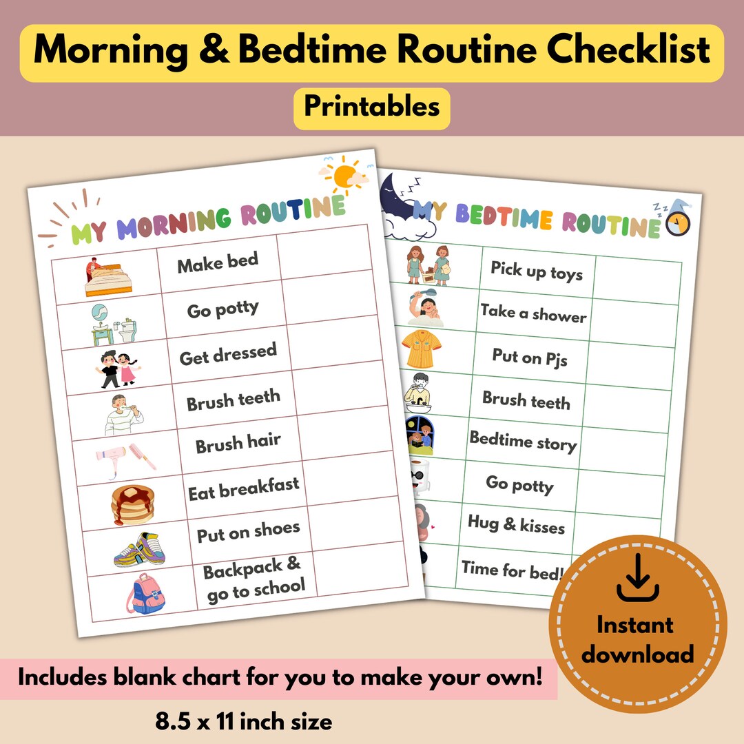 Lista de verificación de rutina visual para la mañana y la - Etsy México