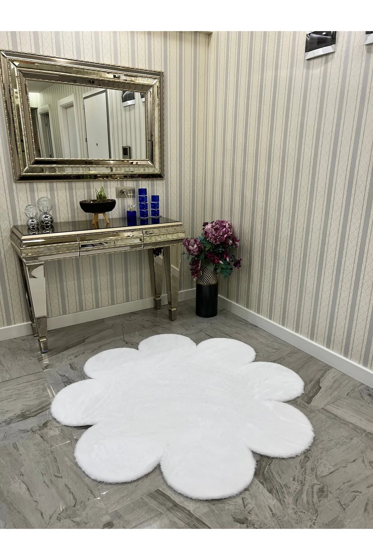 Daisy Bath Mat Cottage Style Decor - Textured Bath Rug - Modern Bathmat ...