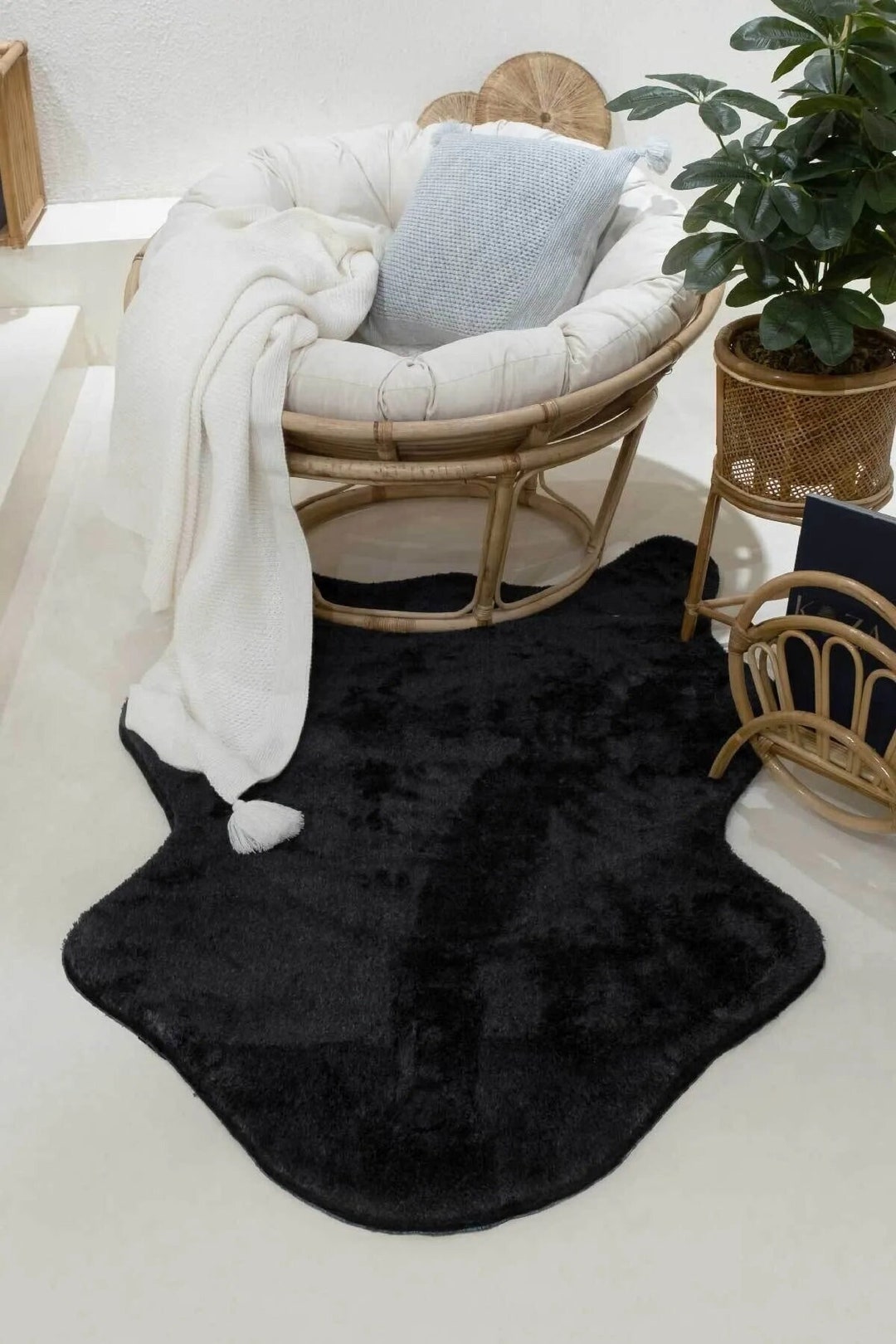 White Plush Post Rug, Fluffy Plush Post Rug, Bedside Rug, Soft Modern ...