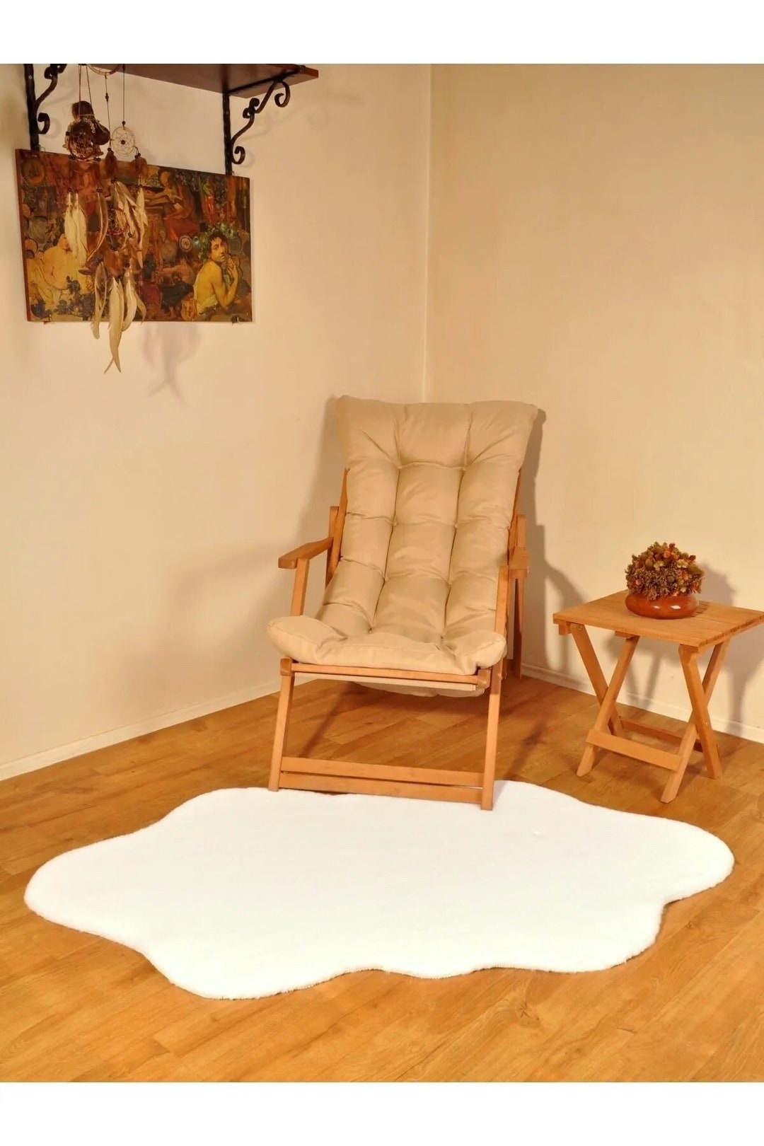 White Plush Post Rug, Fluffy Plush Post Rug, Bedside Rug, Soft Modern ...