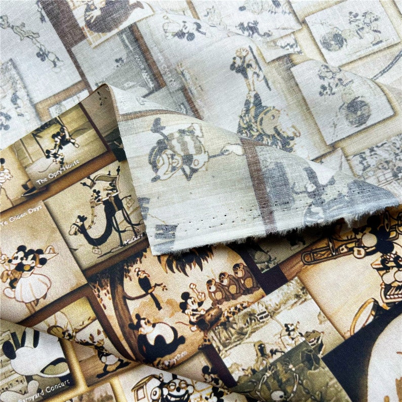 Cartoon Disney Mickey Mouse Cotton Fabric Printed Plain Sewing Cloth ...