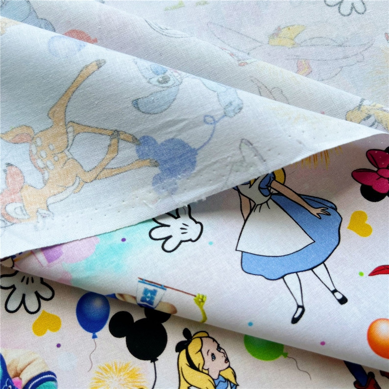 Cartoon Disney Cotton Fabric Printed Plain Sewing Cloth 43inch - Etsy