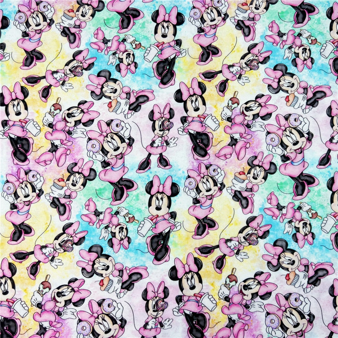 Cartoon Disney Minnie Mouse Cotton Fabric Printed Plain Sewing Cloth ...