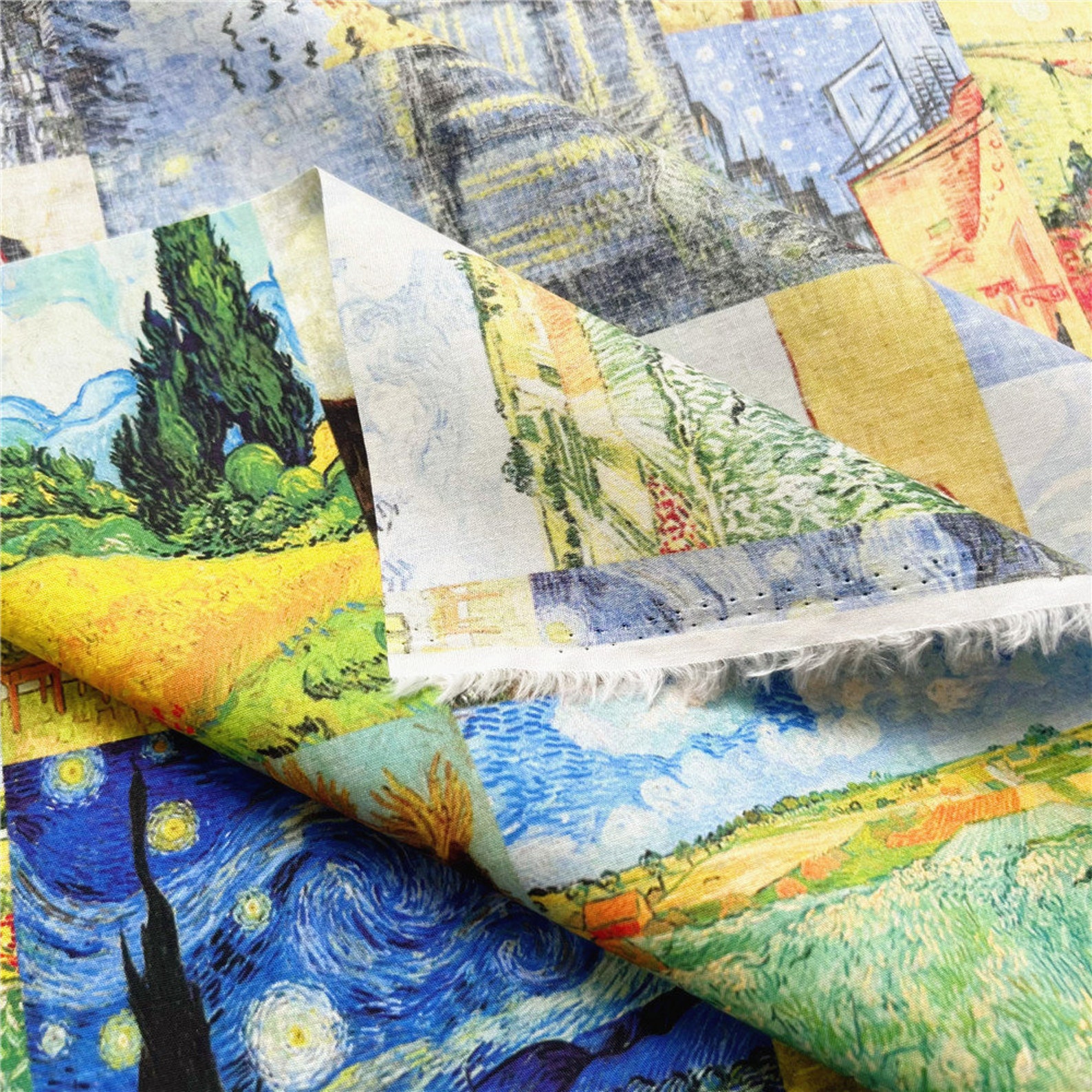 World Masterpiece Fabric Famous Paintings Fabric Cotton Fabric Printed ...