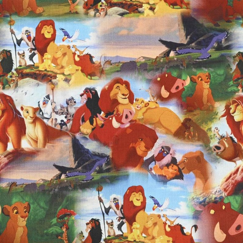 Lion King Fabric Lion Simba Mufasa Fabric Cartoon Fabric Anime Cotton ...