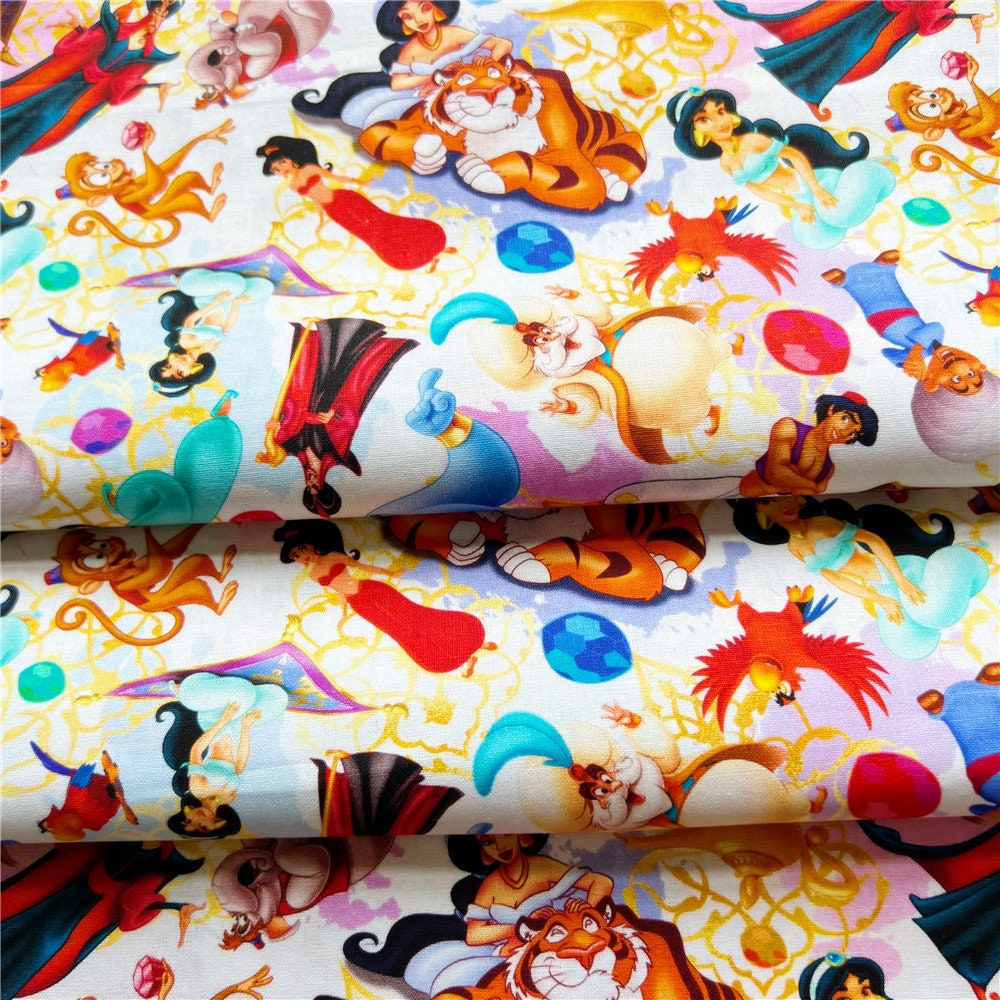 Cartoon Disney Aladdin Cotton Fabric Printed Plain Sewing - Etsy