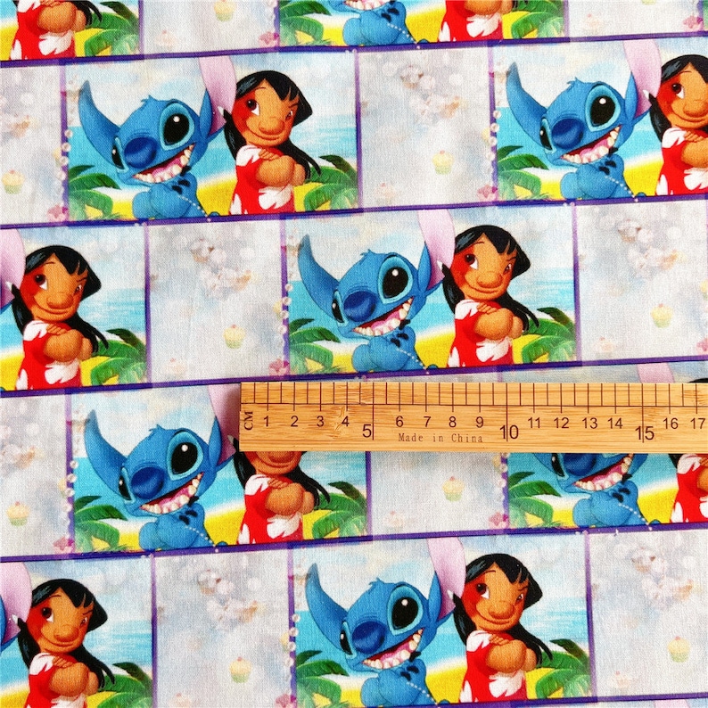 Dibujos animados Lilo Stitch Tela de algodón estampado Paño de - Etsy ...