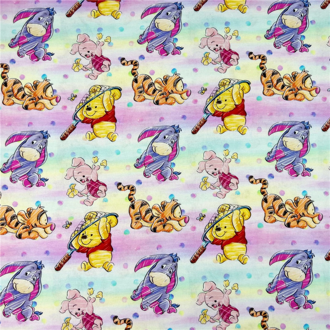 Cartoon Winnie the Pooh Eeyore Cotton Fabric Printed Plain Sewing Cloth ...