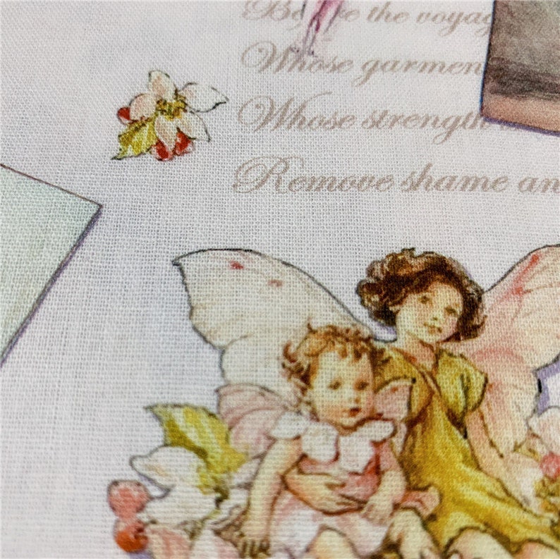 Flower Elves Fairy Cotton Fabric Printed Plain Sewing Cloth 43inch X 1/ ...