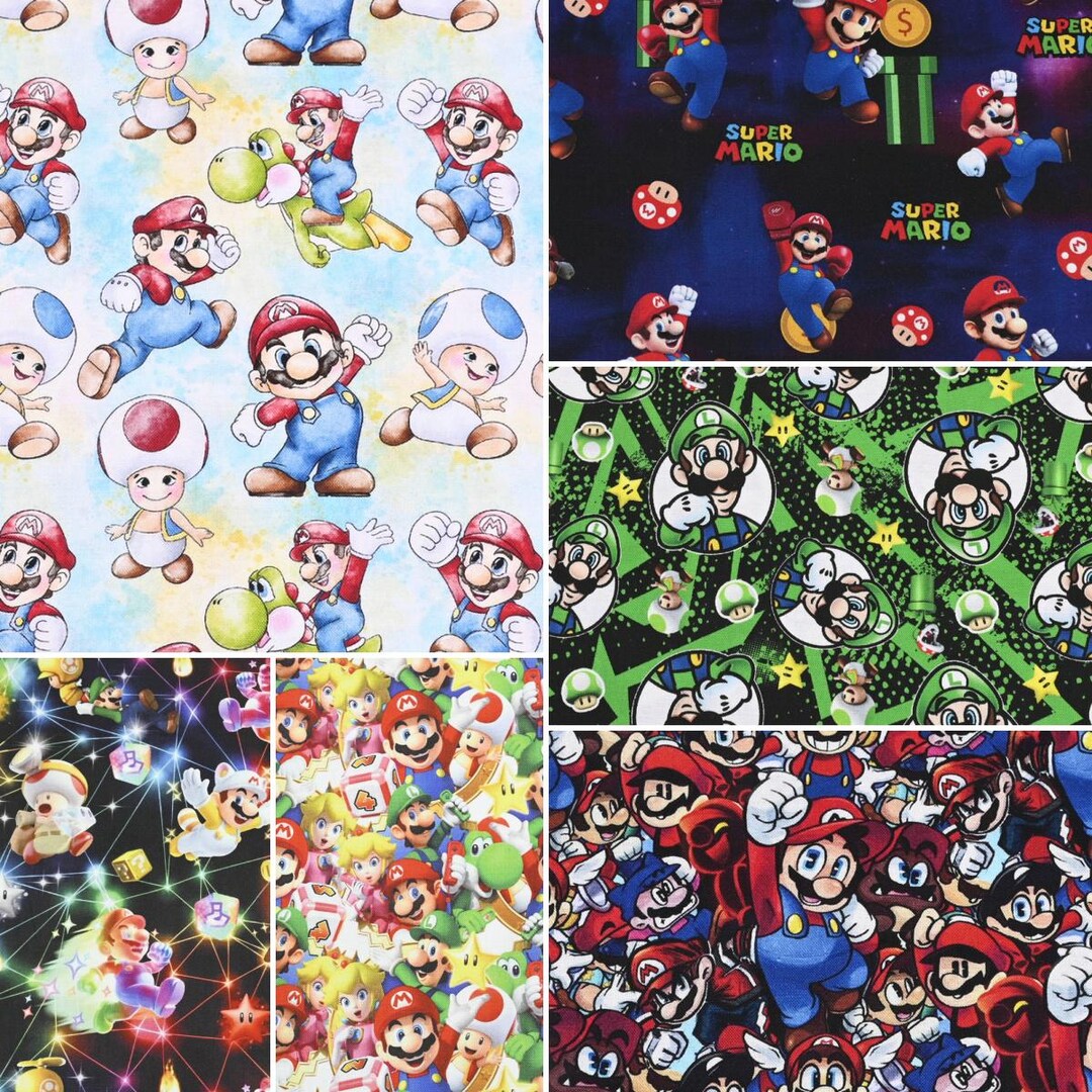 Super Mario Fabric Super Mario Bros 100% Cotton Fabric Sewing Cloth ...