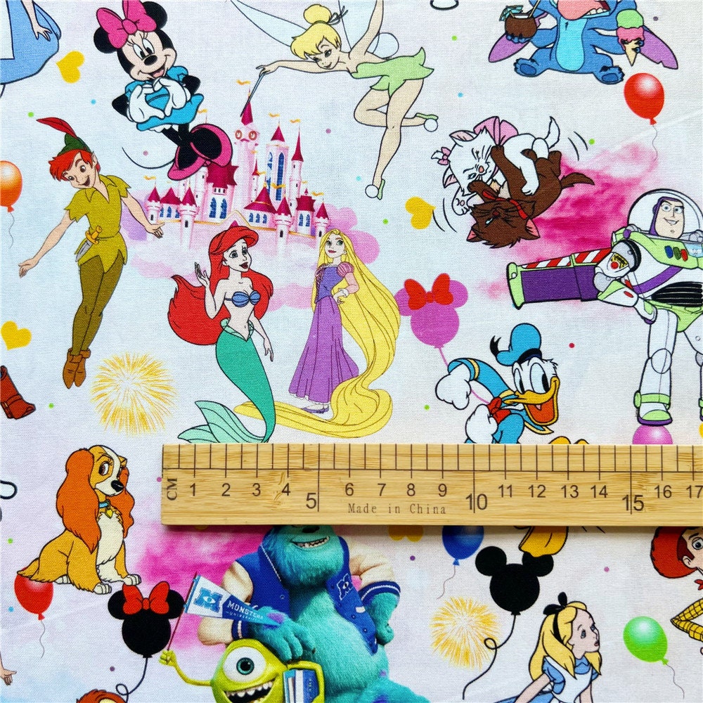 Cartoon Disney Cotton Fabric Printed Plain Sewing Cloth 43inch - Etsy