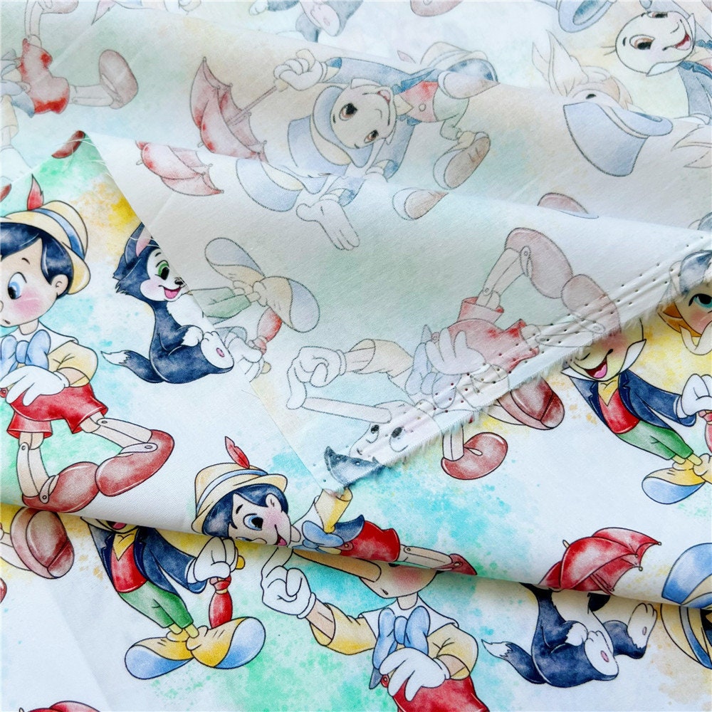Caroon Disney Pinocchio Cotton Fabric Printed Plain Sewing Etsy