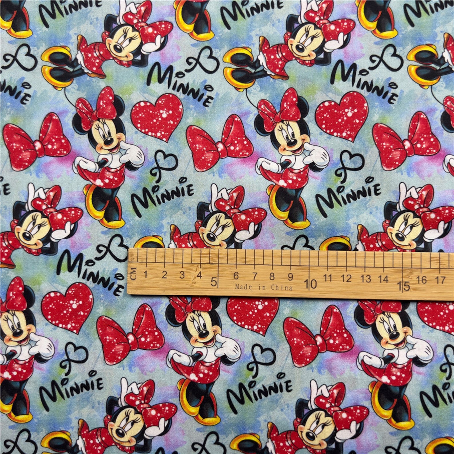 Caroon Disney Fabric Minnie Mouse Fabric Cotton Fabric Printed Plain ...