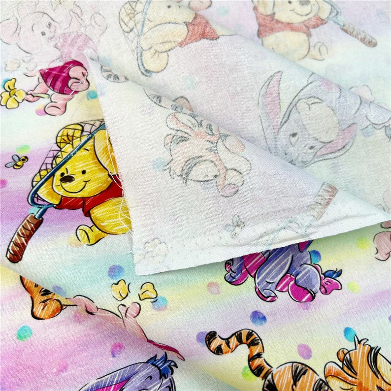 Cartoon Winnie the Pooh Eeyore Cotton Fabric Printed Plain Sewing Cloth ...