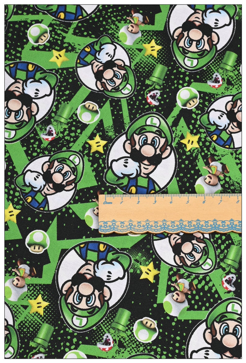Super Mario Fabric Mario and Friends Fabric Luigi Fabrics Printed Plain ...