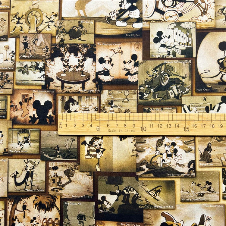 Cartoon Disney Mickey Mouse Cotton Fabric Printed Plain Sewing Cloth ...