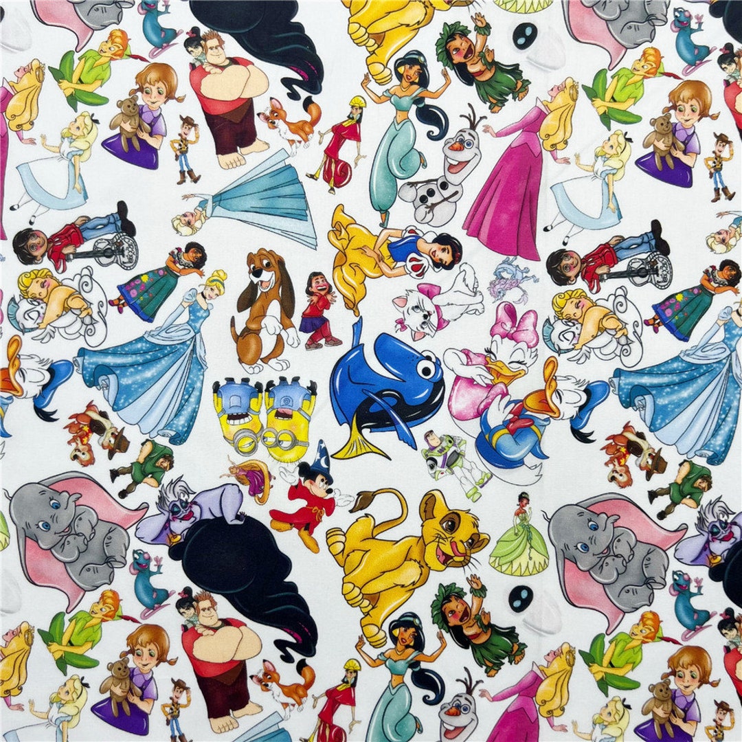 Cartoon Disney Fabric Cotton Fabric Printed Plain Sewing Cloth 57inch X ...
