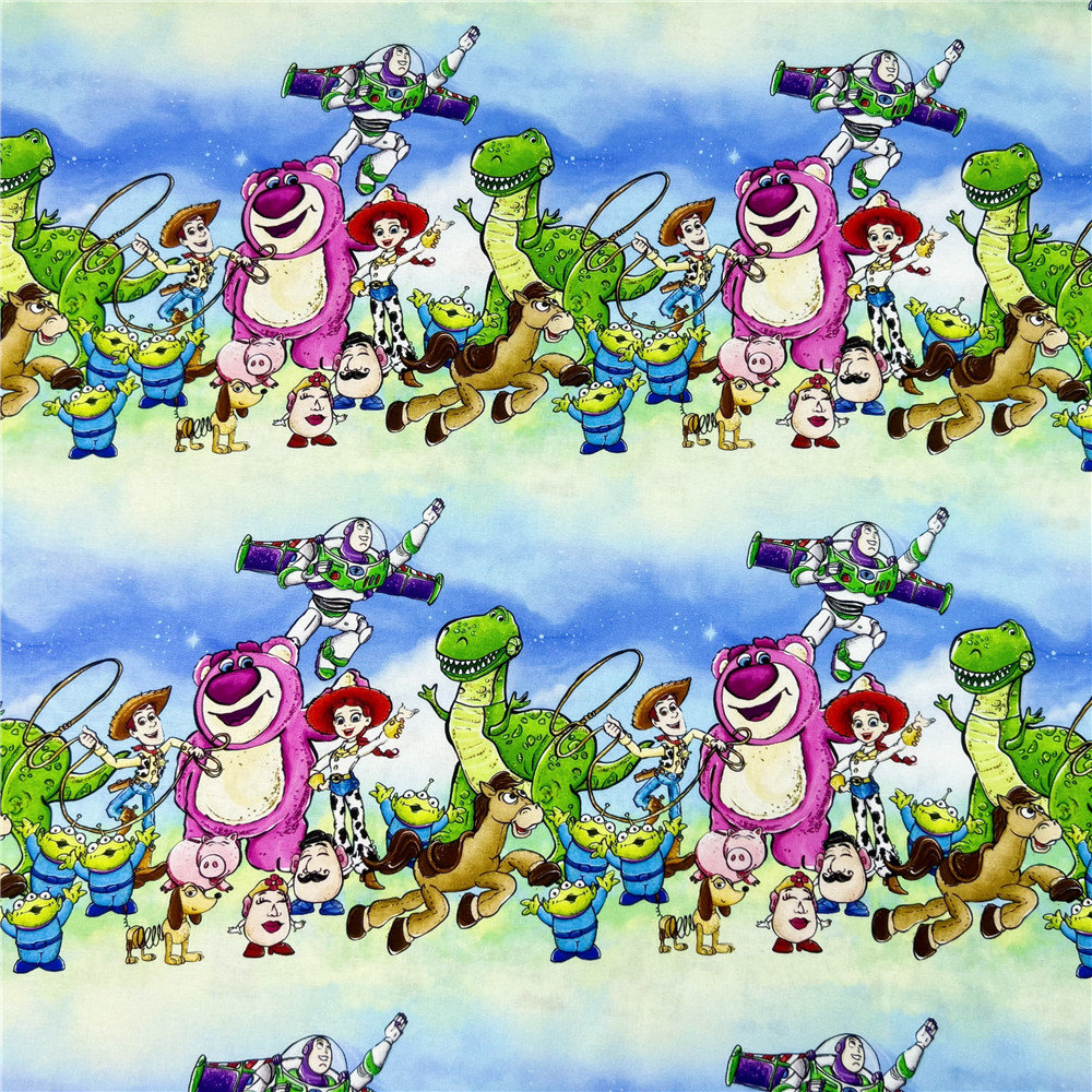 Cartoon Disney Toy Story Cotton Fabric Printed Plain Sewing Fabrics ...
