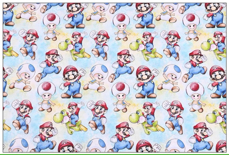 Super Mario Stoff Mario und Freunde Stoff Wasserpfeife Stoffe Bedruckt ...
