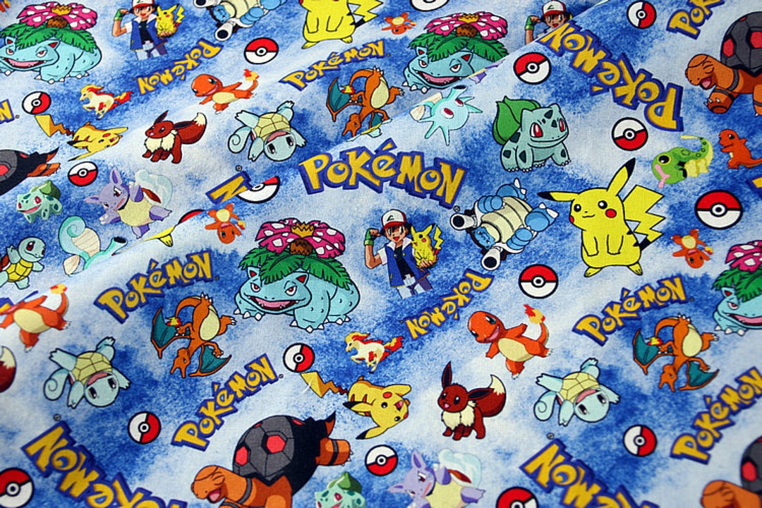 Caroon Pokemon Cotton Fabric Pocket Monster Printed Plain Sewing ...