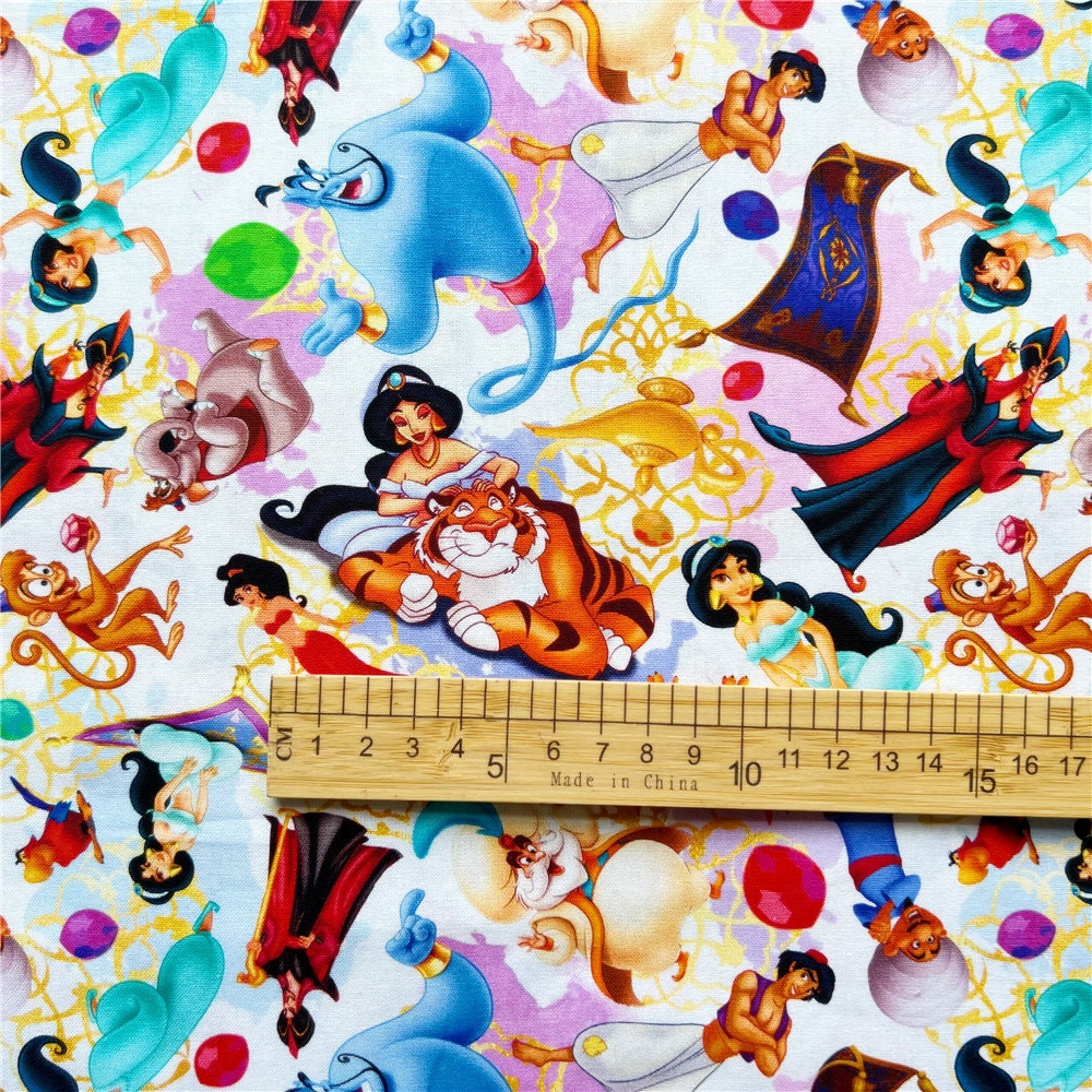 Cartoon Disney Aladdin Cotton Fabric Printed Plain Sewing - Etsy