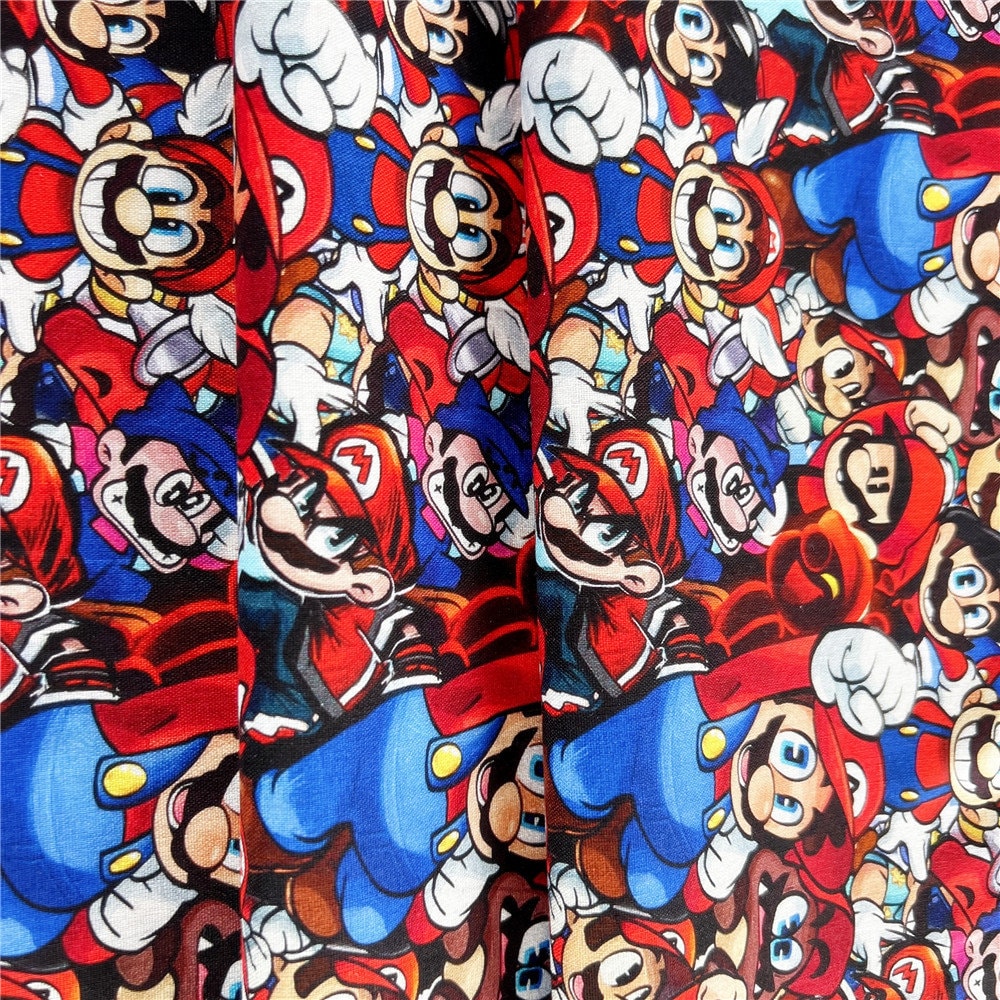 Caroon Super Mario Cotton Fabric Printed Plain Sewing Cloth - Etsy
