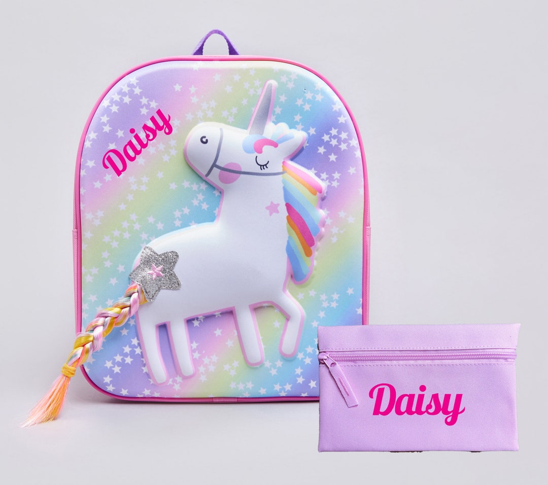 Personalised 3D Unicorn Backpack and Pencil Case Back to School Set - Etsy