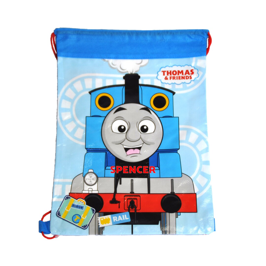 Personalised Thomas the Tank Engine Official Kids Drawstring Bag, Back ...