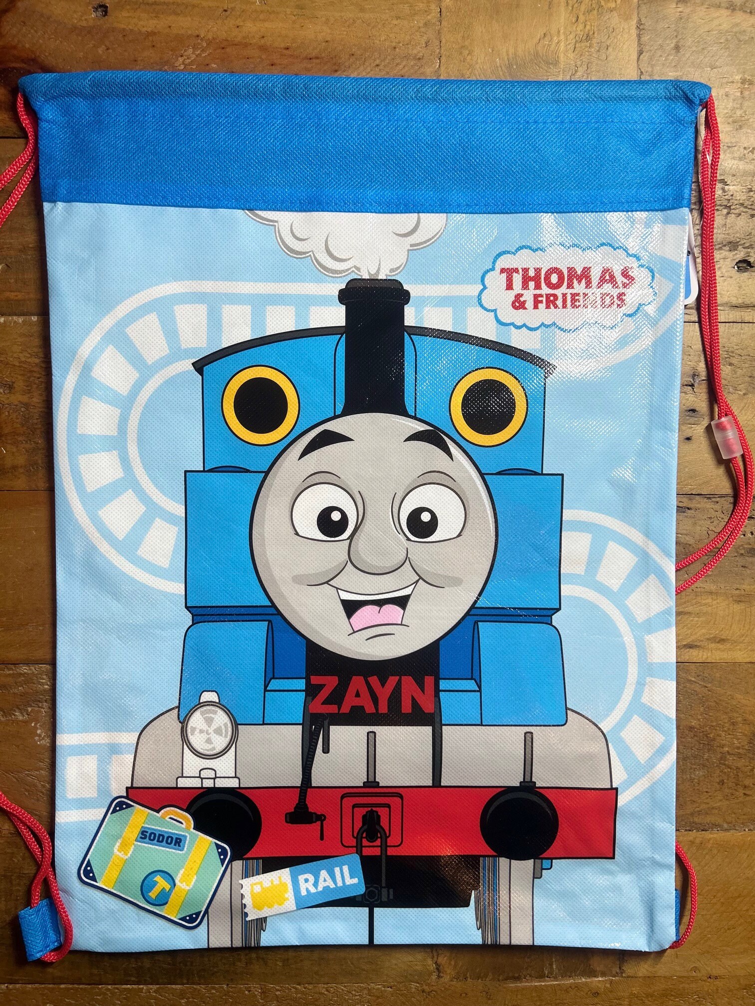 Personalised Thomas the Tank Engine Official Kids Drawstring Bag, Back ...