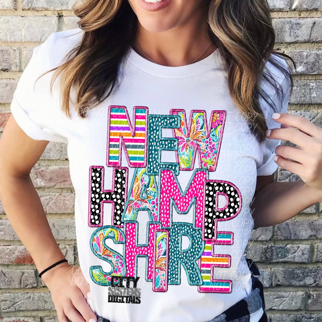 NEW HAMPSHIRE Png, Faux Embroidery New Hampshire Png, State Png, New ...