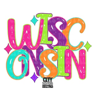 WISCONSIN Png, Neon Wisconsin Png, Bright Wisconsin Png, Retro ...