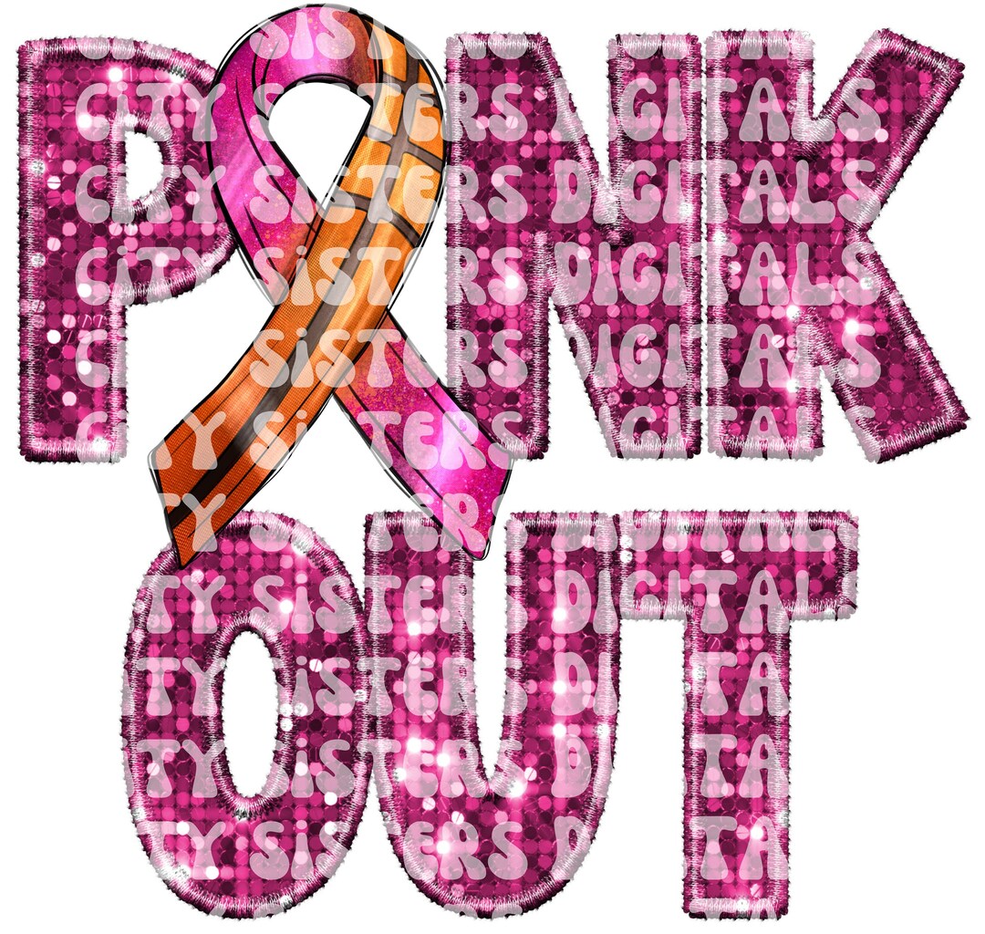 PINK OUT BASKETBALL Cancer Awareness Glitter Png, Pink Out Basketball ...