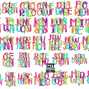 NEON STATE BUNDLE Png, All State Designs Plus up North, Southern ...