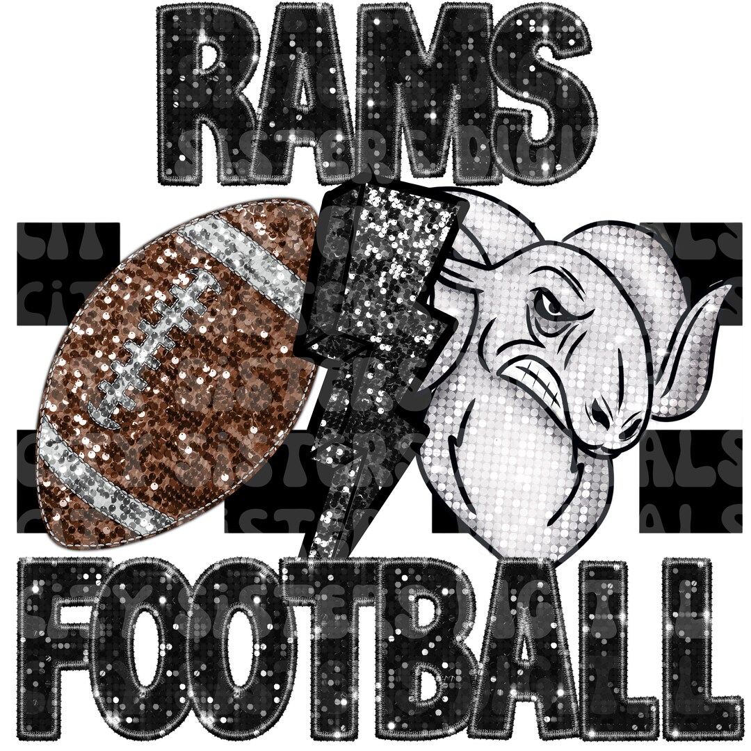 GLITTER RAMS FOOTBALL Png, Faux Embroidery, Faux Sequins Png, Rams ...