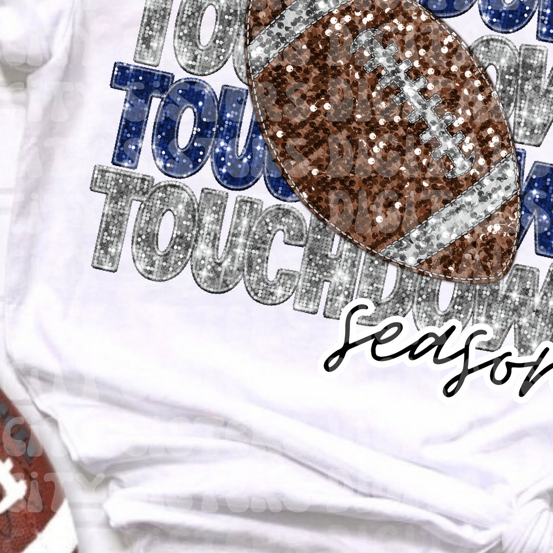 Touchdown Season Football: Silver & Blue Glitter PNG (digital File) - Etsy