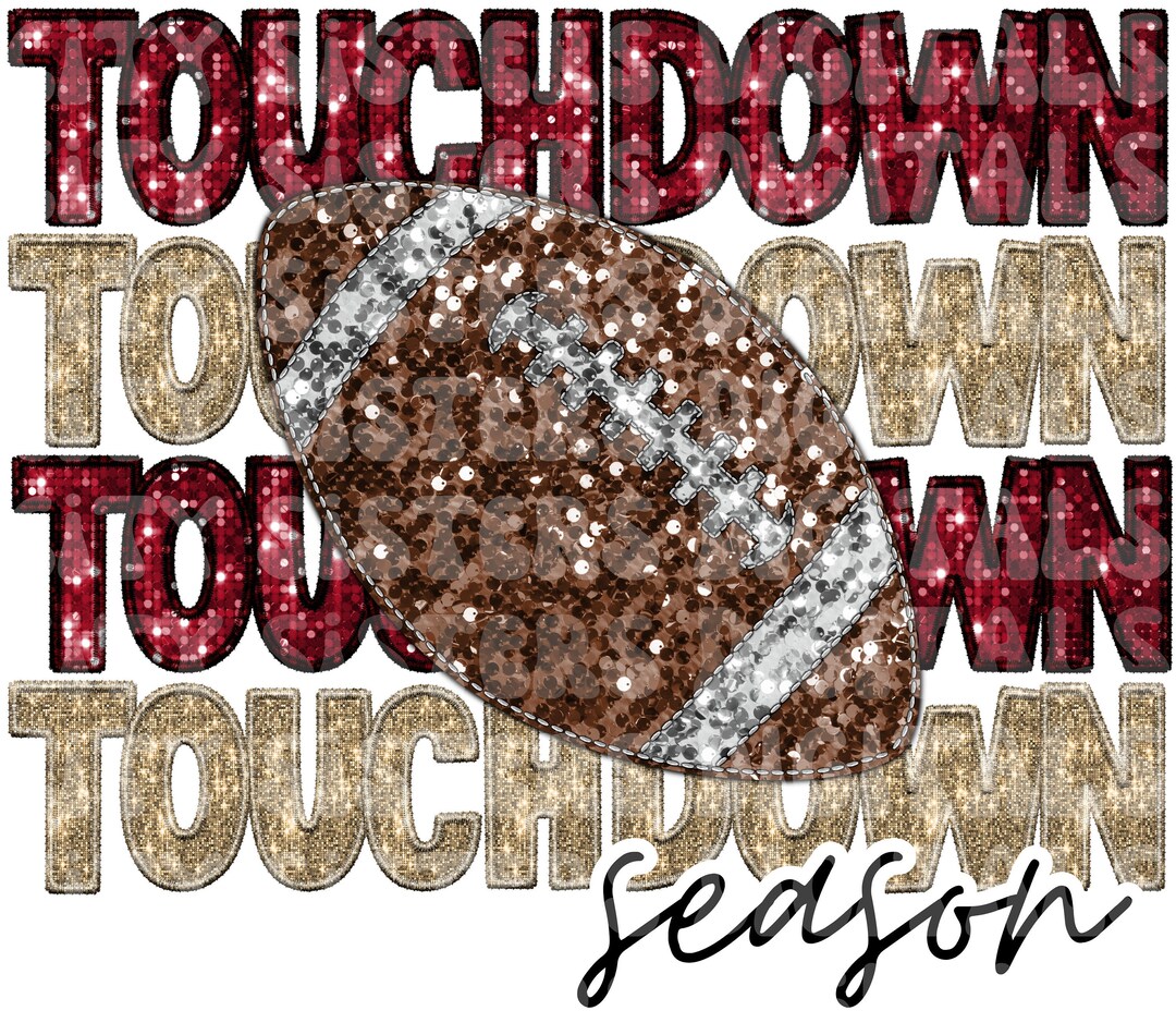 SEQUINS FOOTBALL TOUCHDOWN, Maroon and Gold Faux Embroidery Sequins Png Digital File for ...