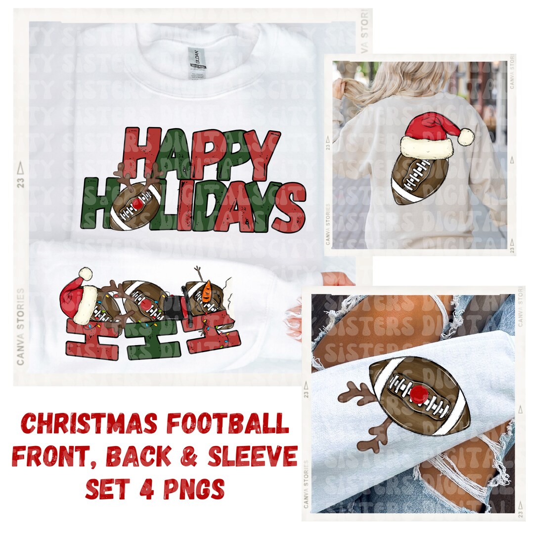FOOTBALL HAPPY HOLIDAYS Png, Football Santa Png, Football Reindeer Png ...