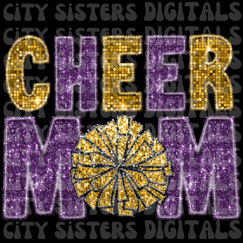 CHEER MOM PNG Cheerleading Png Purple and Gold Glitter Cheer - Etsy