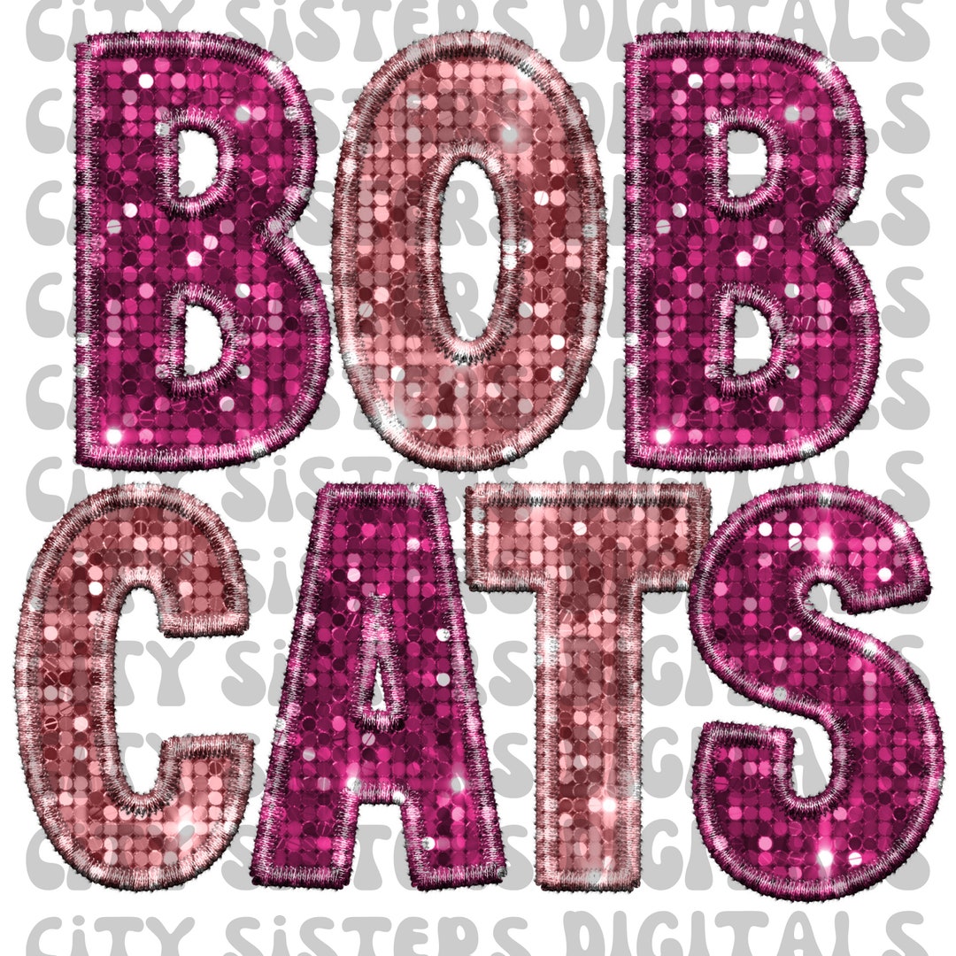 GLITTER PINK BOBCATS Cute School Spirit, Png Faux Embroidery, Faux ...