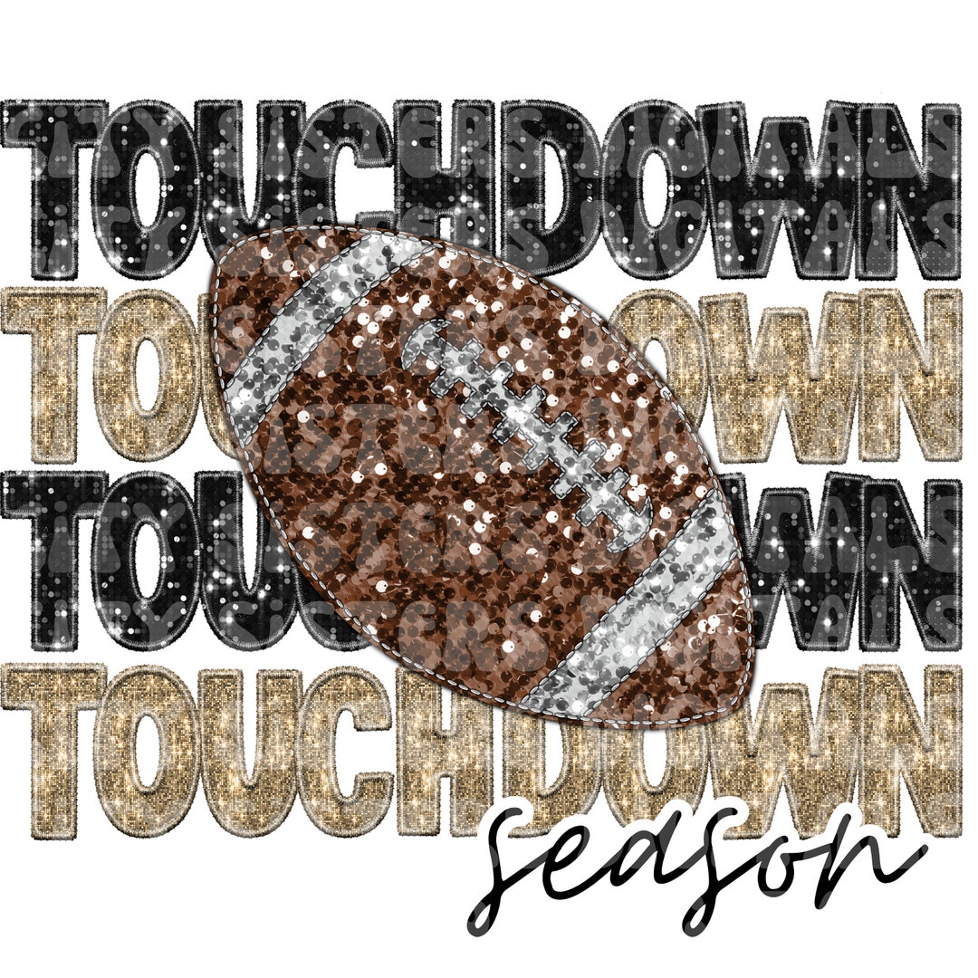 Football Touchdown Season PNG: Black & Gold Faux Glitter (digital File ...