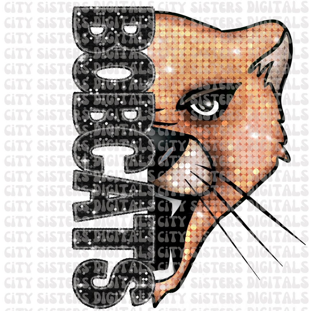 BOBCATS MASCOT Faux Glitter Png, Bobcats School Spirit Png, Faux ...