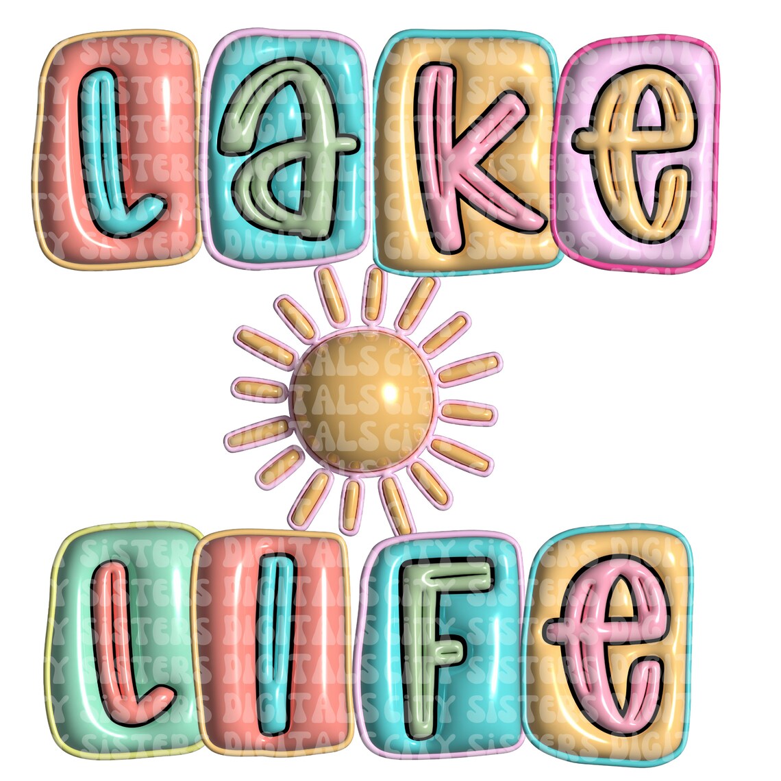 LAKE LIFE Png, Faux 3d Lake Life Png, Inflated Lake Life Png, Summer ...