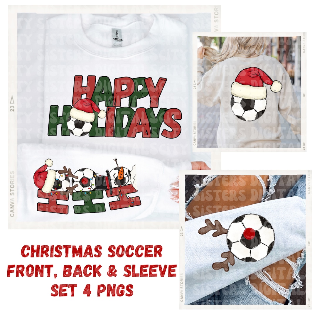 SOCCER HAPPY HOLIDAYS Png, Soccer Santa Png, Soccer Reindeer Png ...