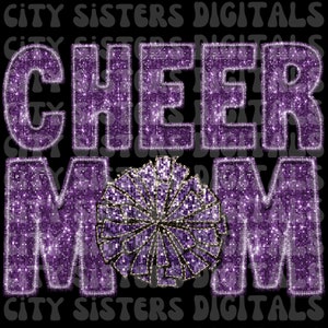CHEER MOM PNG, Cheerleading Png Purple Glitter Cheer Mom Png ...
