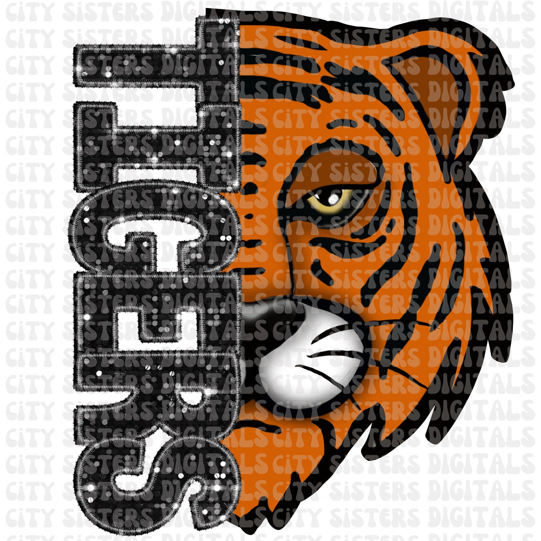 TIGERS MASCOT Faux Glitter Png, Tigers School Spirit Png, Faux Glitter ...